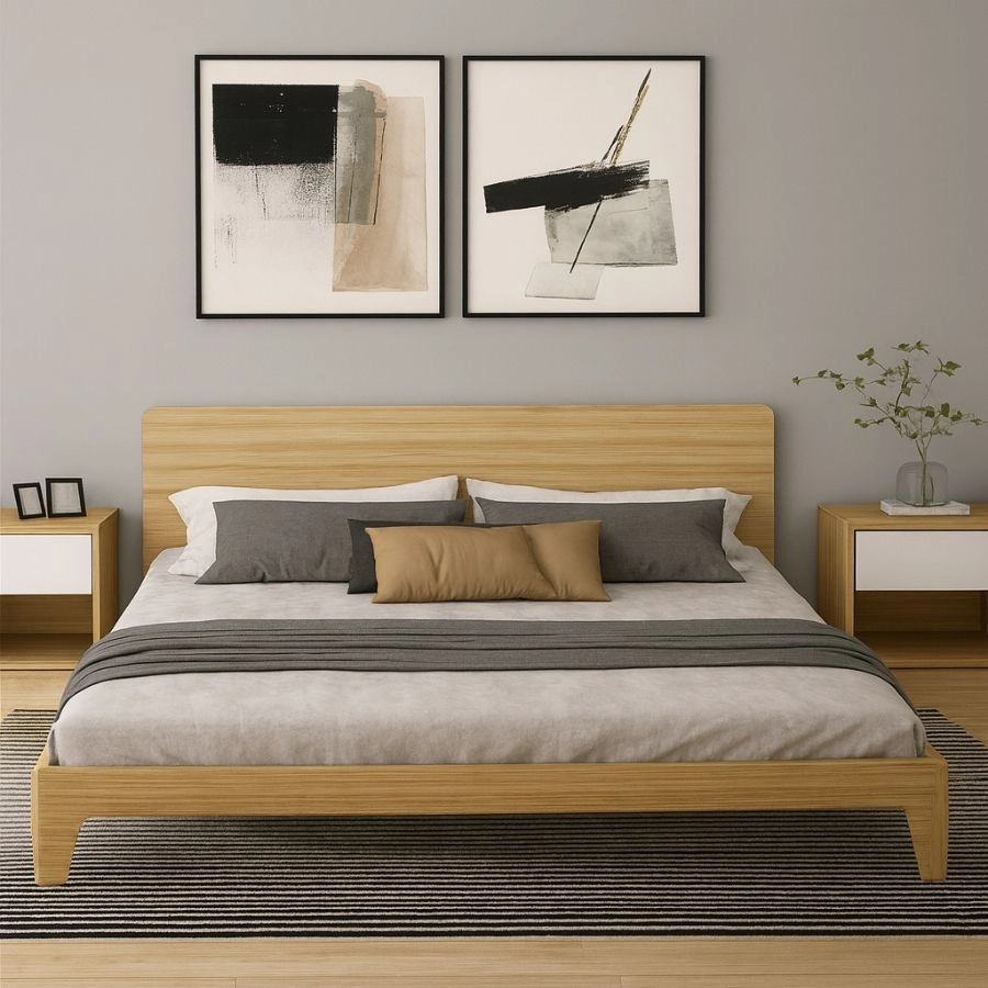 Giường Ngủ Gỗ Chân Thấp Tatana MDF043 thiết kế đơn giản, bền đẹp, gỗ MDF lõi xanh